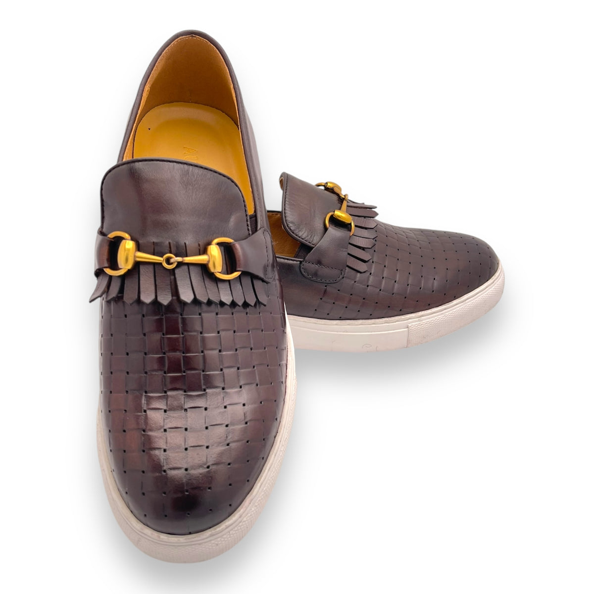 Leather Weave Horsebit Slip-Ons: The Taylor by Augustino Luxe