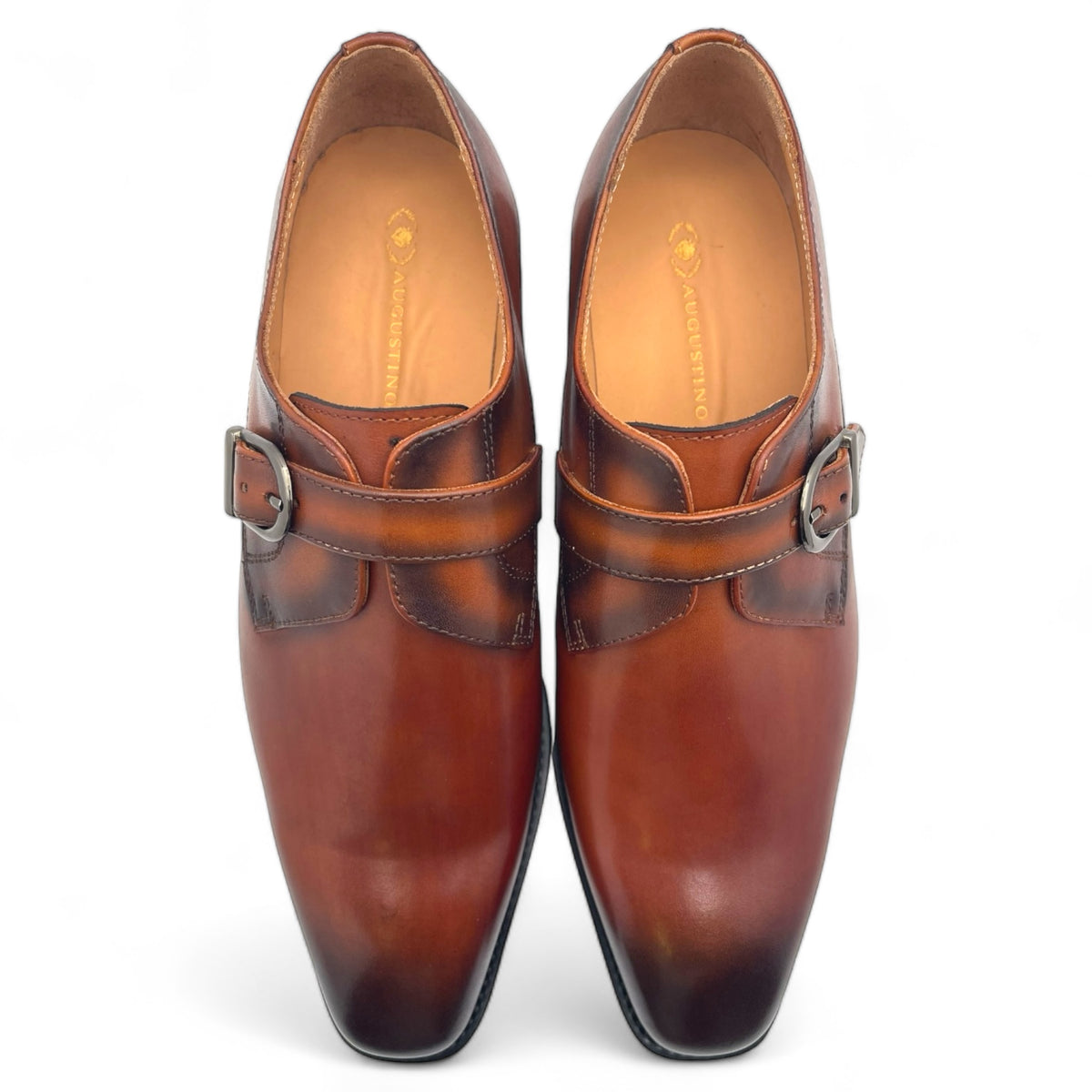 Single Monk Leather Shoe with Patina Finish – Augustino Luxe